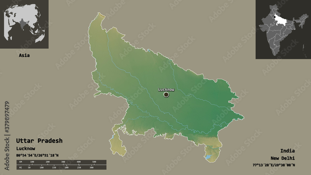 Uttar Pradesh, state of India,. Previews. Relief Stock Illustration ...