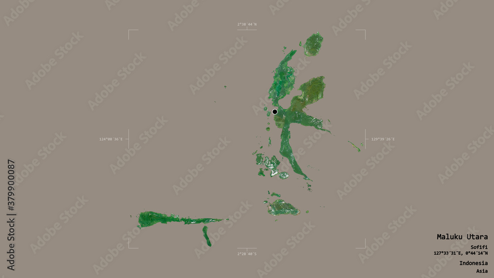 Maluku Utara - Indonesia. Bounding box. Satellite Stock Illustration ...