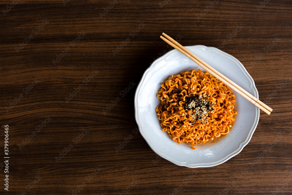 korean spicy instant noodles,Hot and spicy red noodle ramen Stock Photo ...