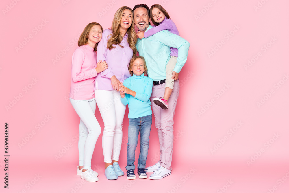 Full body photo of dream harmony big family enjoy spend time together ...