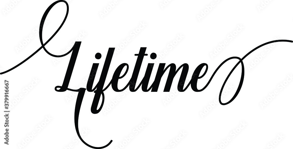 Lifetime Script Cursive Calligraphy Typography Black text lettering ...