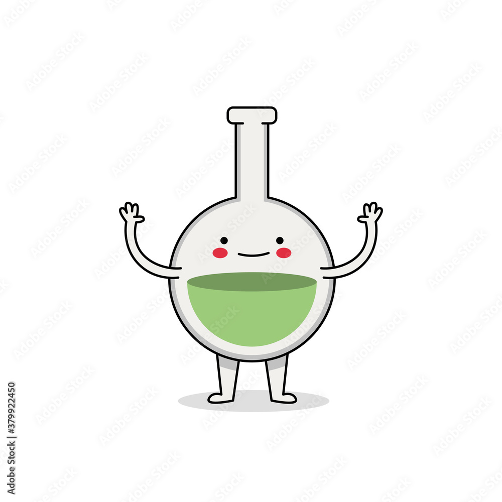 Cute Round bottom flask Cartoon Character Stock Vector | Adobe Stock