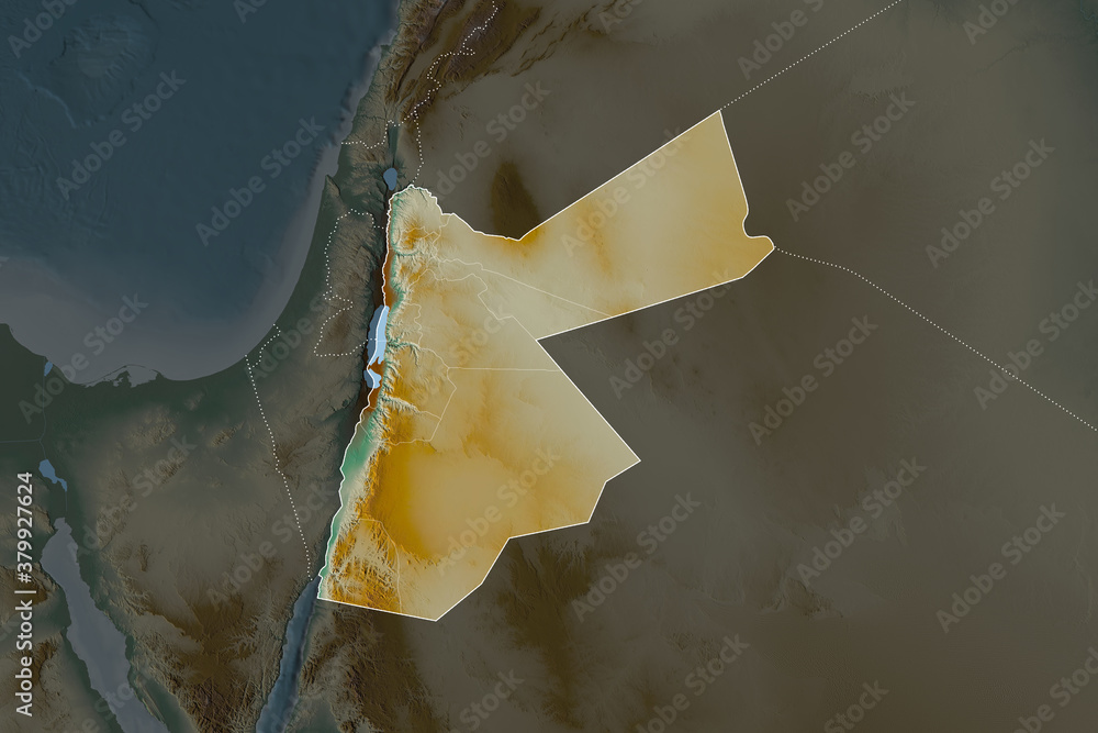 Jordan borders. Neighbourhood desaturated. Relief Stock Illustration ...