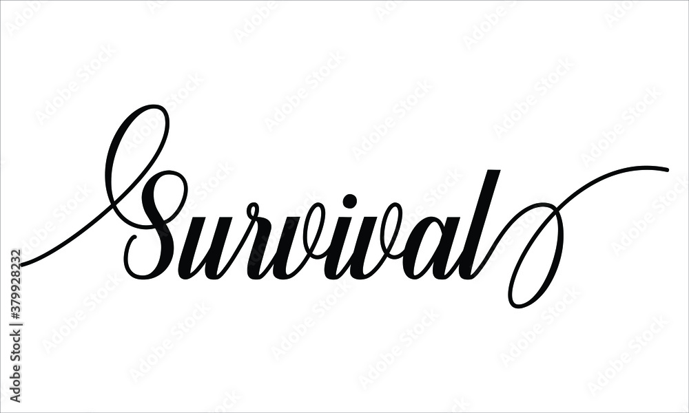 Survival Script Cursive Calligraphy Typography Black text lettering ...