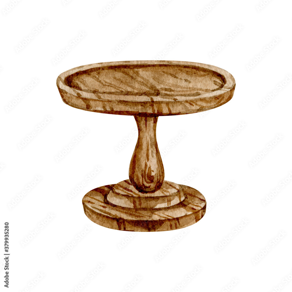 Watercolor round cake stand illustration for diy bakery projects Stock ...