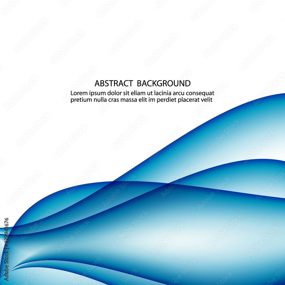 Abstract blue wave background. Design using white lines and blue wave ...