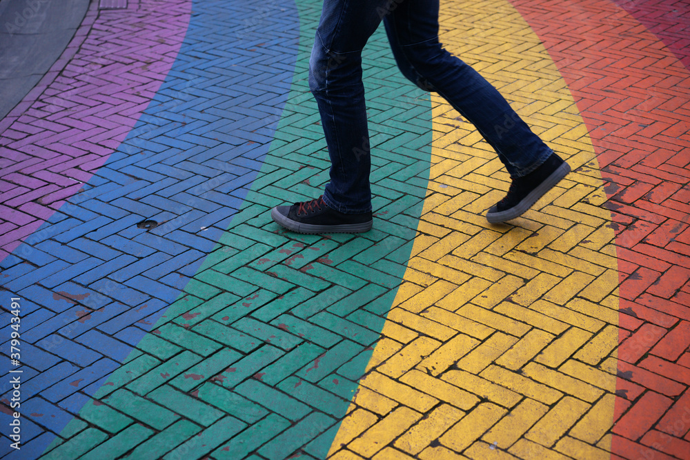 Rainbow painted crosswalk Stock Photo | Adobe Stock