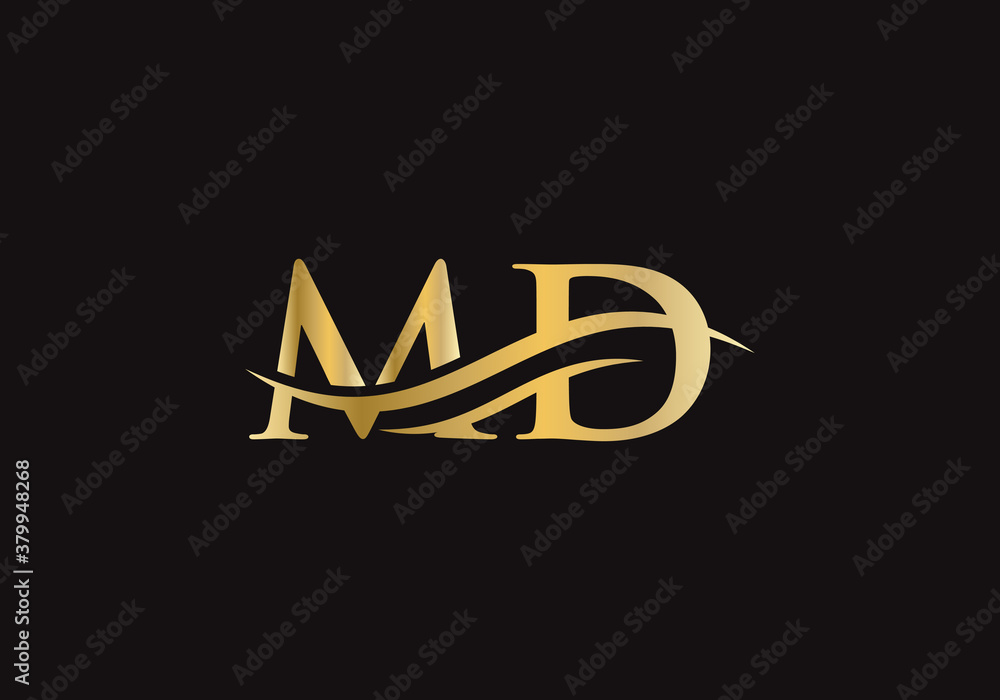 MD Modern creative unique elegant minimal with gold colour. MD initial ...