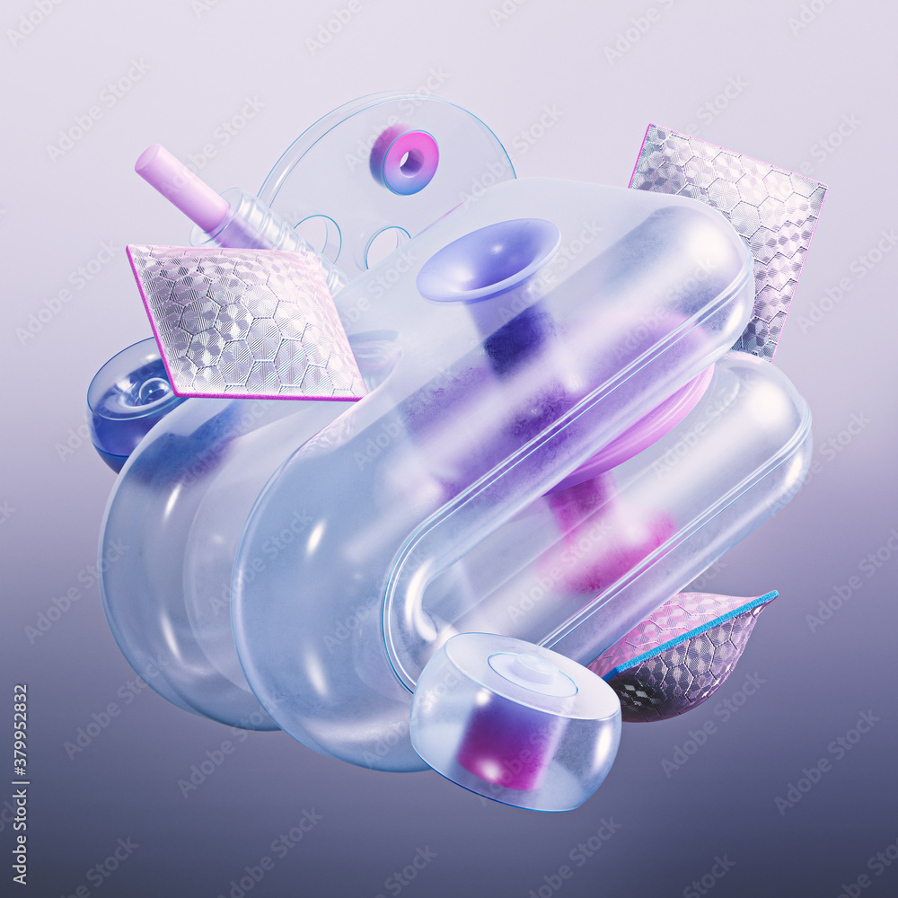 Plastic tubes and geometric shapes Stock Illustration | Adobe Stock