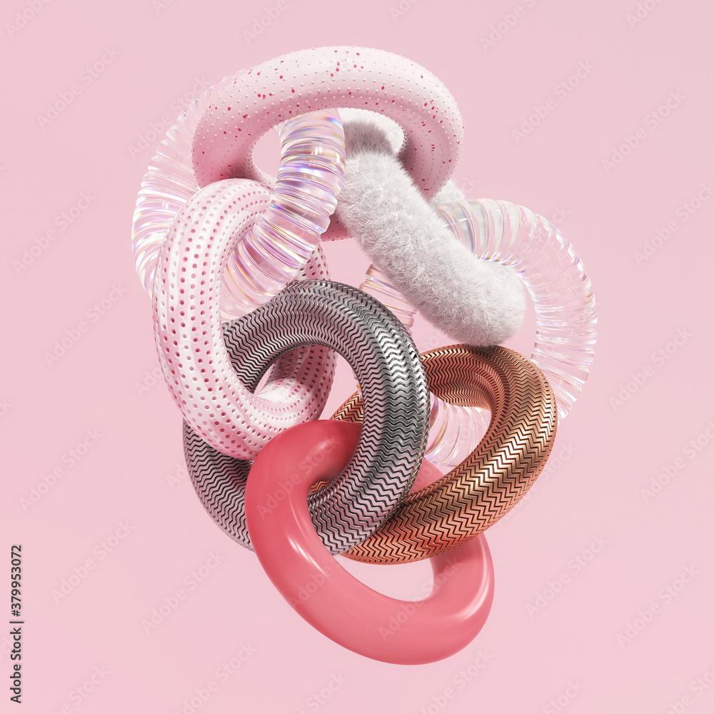Intertwined rings made of different materials Stock Illustration ...