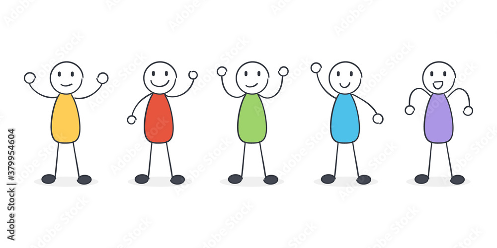 Set of cartoon doodle figure. Cartoon people in different poses. Vector ...