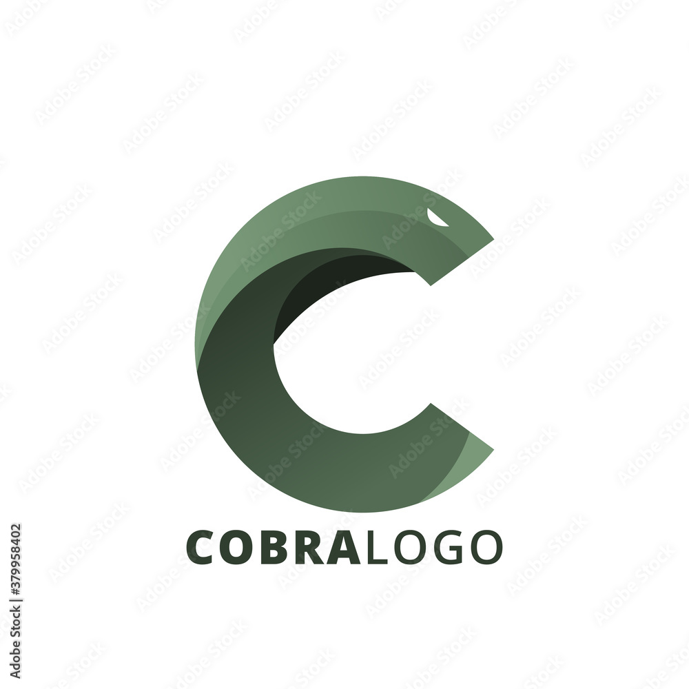 letter C forming a cobra head. snake logo template. Stock Vector ...