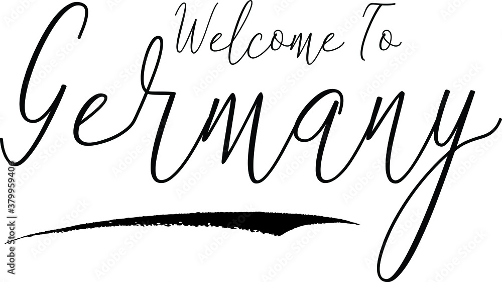 Welcome To Germany Country Name Handwritten Typography Black Color Text ...