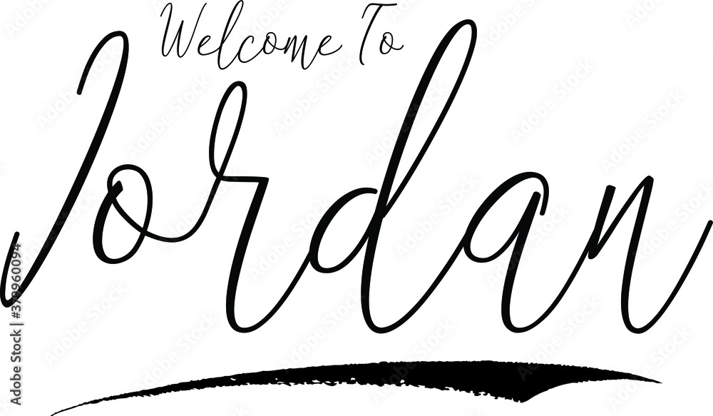 Welcome To Jordan Country Name Handwritten Typography Black Color Text ...