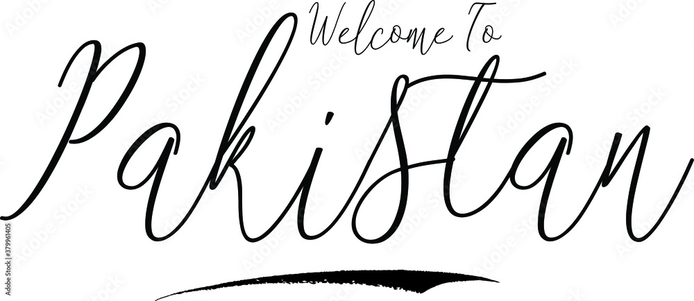 Welcome To Pakistan Country Name Handwritten Typography Black Color ...