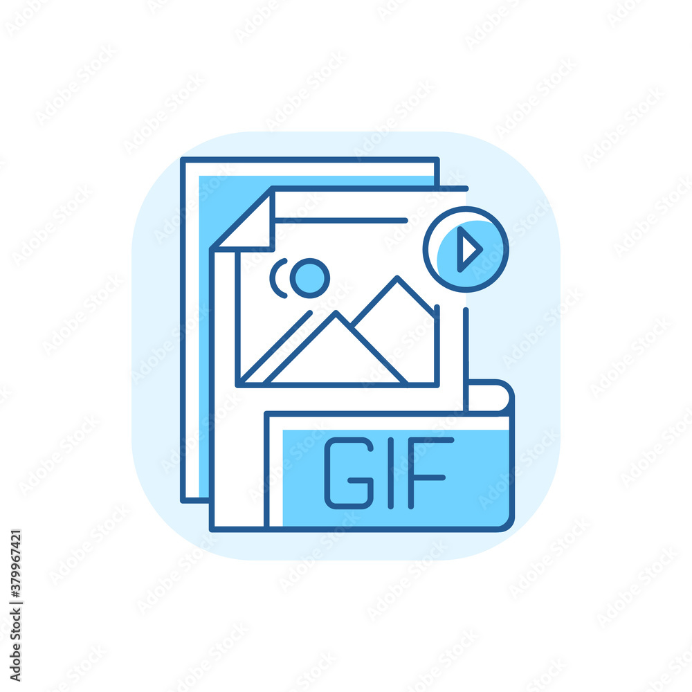 GIF file blue RGB color icon. Graphic interchange format. Filename ...