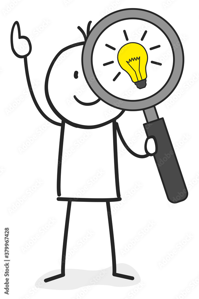Strichmännchen mit Lupe und Idee Stock Vector | Adobe Stock