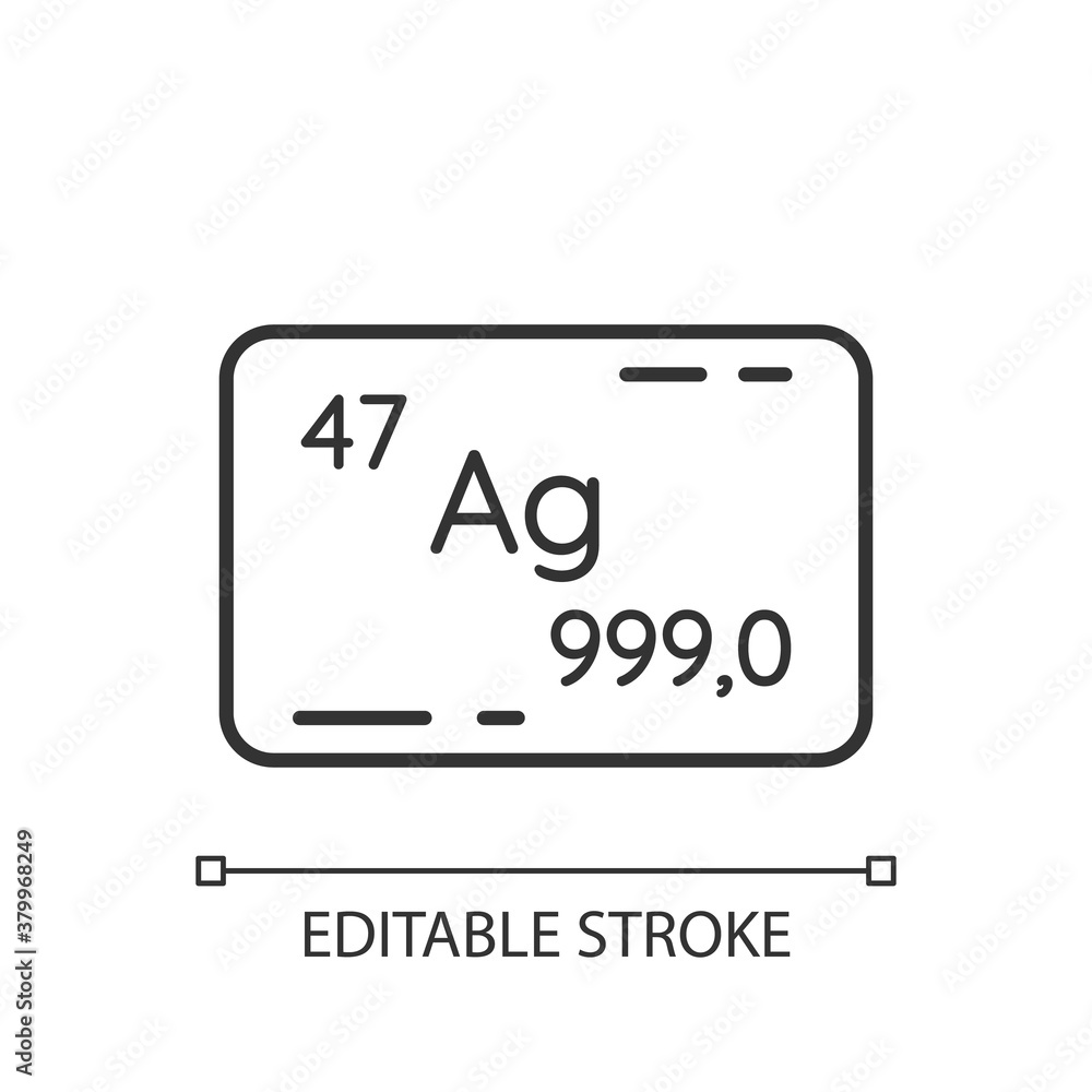 Silver linear icon. Precious metal. Bullion for deposit. Heavy ...