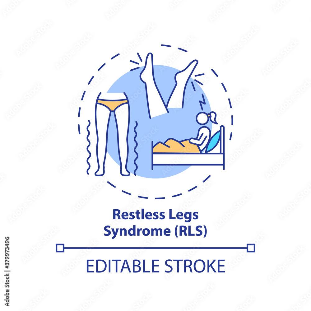 Restless legs syndrome concept icon. Insomnia cause. Healthcare problem ...