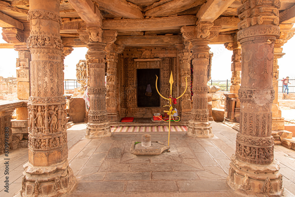 ancient destroyed ruined temple of indian god at harsh mountain sikar ...