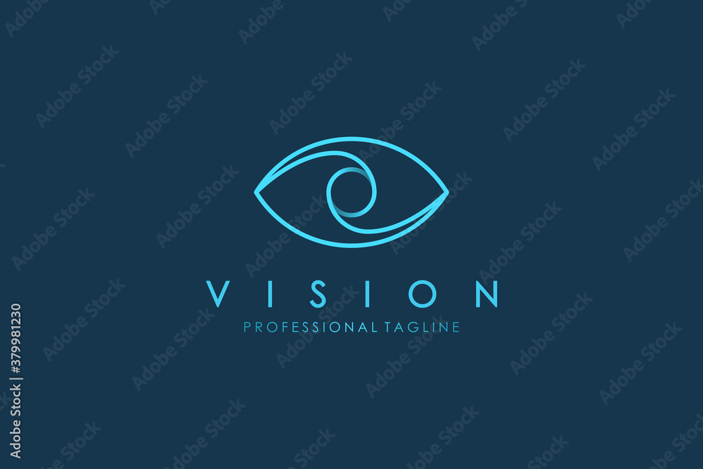 Abstract Eye Vision Logo. Blue Line Geometric Shape Infinity with ...