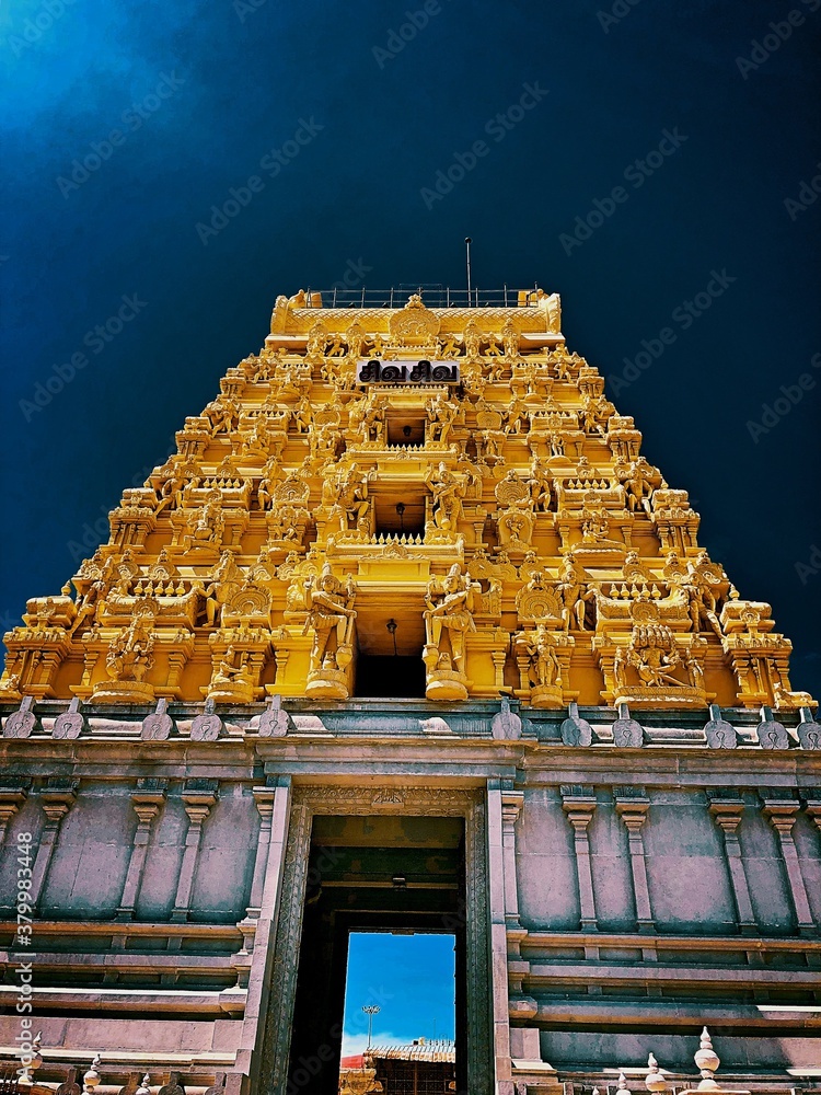 hindu temple at sunset Rameswaram Tamil Nadu India Stock Photo | Adobe ...