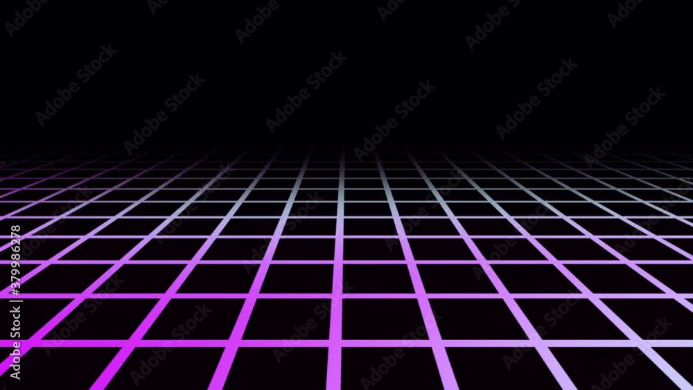 Retro 80s Synthwave Grid neon horizon futuristic animation. 4K Seamless ...