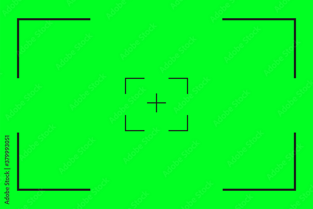 Chromakey background. Green screen. Camera viewfinder. Movie and video ...