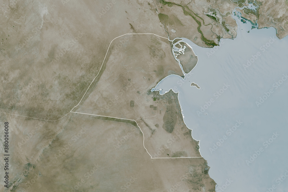 Kuwait borders. Satellite Stock Illustration | Adobe Stock