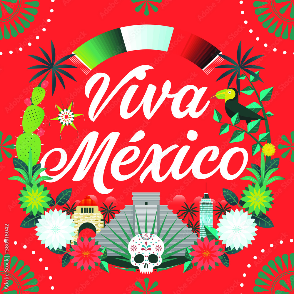 Ilustración vectorial de fiestas patrias, Viva Mexico, Independencia de ...
