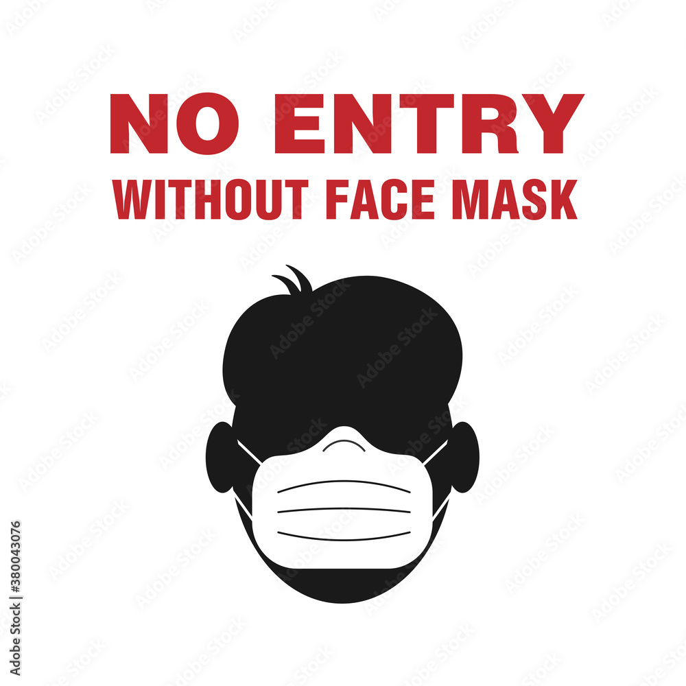 Warning sign without a face mask no entry and keep distance. Stock ...