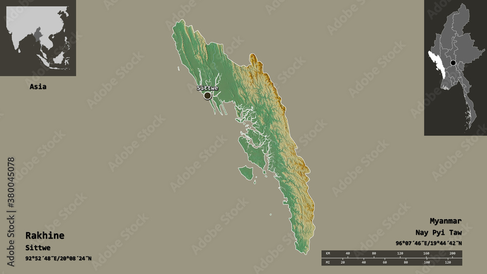 Rakhine, state of Myanmar,. Previews. Relief Stock Illustration | Adobe ...