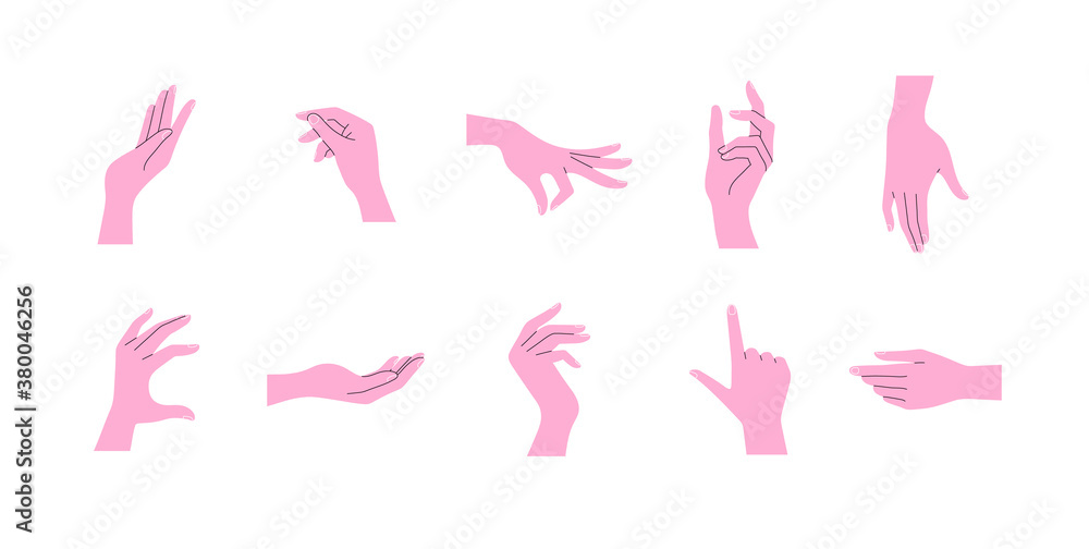 Hand gestures in different positions. hands showing and pointing ...