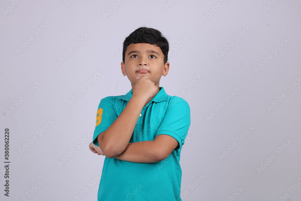 Thinking indian child deep in thought concept for confusion ...