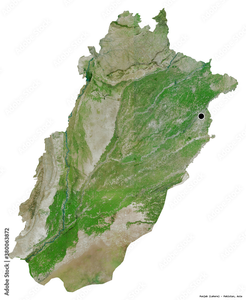 Punjab, province of Pakistan, on white. Satellite Stock Illustration ...
