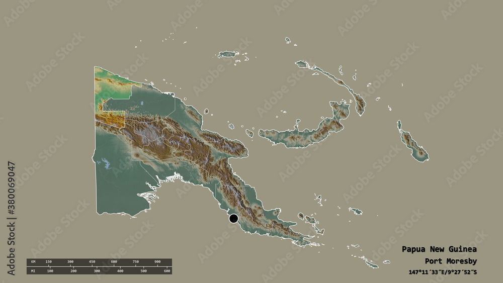 Location of Sandaun, province of Papua New Guinea,. Relief Stock ...
