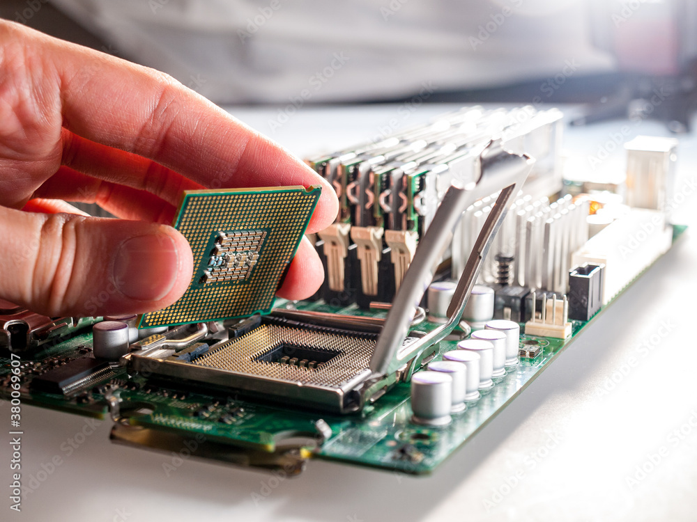 the process of connecting the CPU to the processor socket on a modern ...