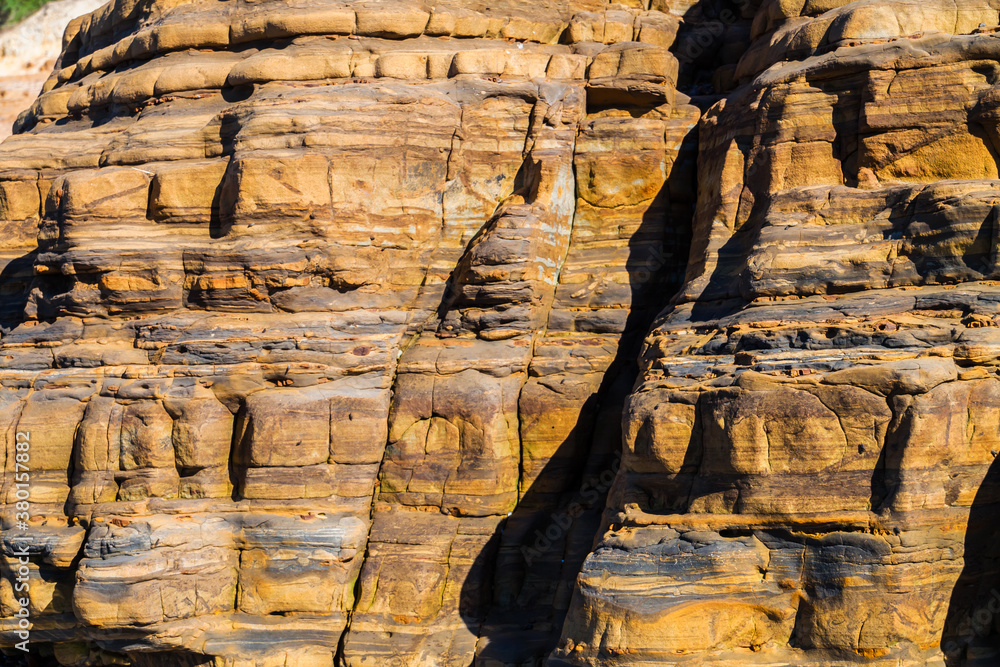 Layers of Sand Stone, and Mudstone. Weston Beach,Point Lobos SNR, Big ...