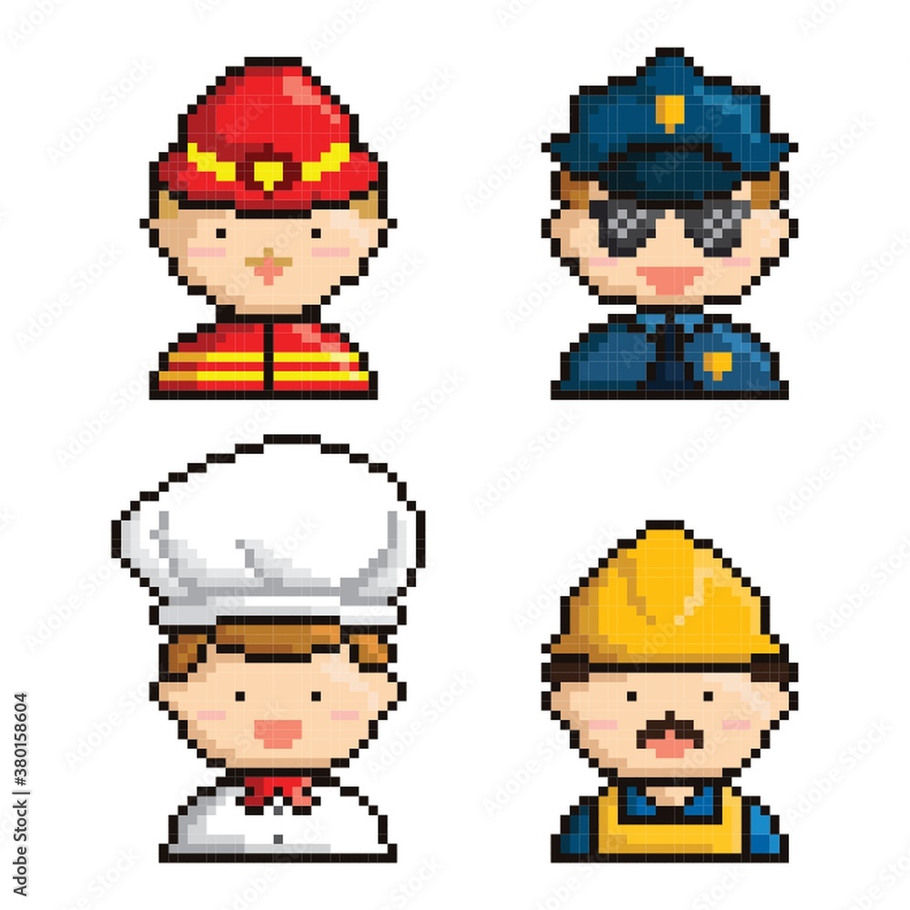 collection of pixel art occupations Stock Vector | Adobe Stock