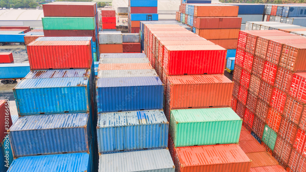 container ship commercial vessel alongside in port for loading and ...