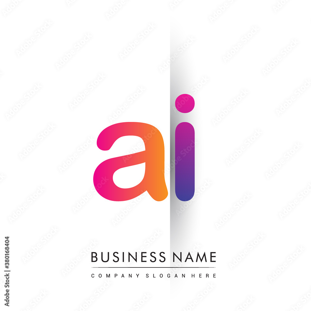 initial logo AI lowercase letter, orange and magenta creative logotype ...