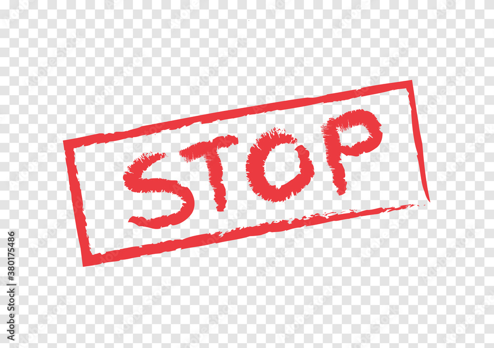 red clearly stop word in red square frame isolated on transparency ...