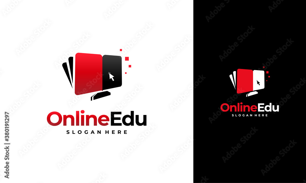 Online Education logo designs concept, Computer Book logo designs ...