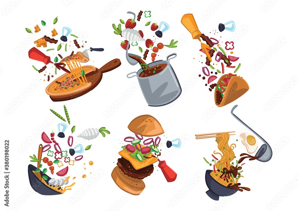 collection of food exploded views Stock Vector | Adobe Stock