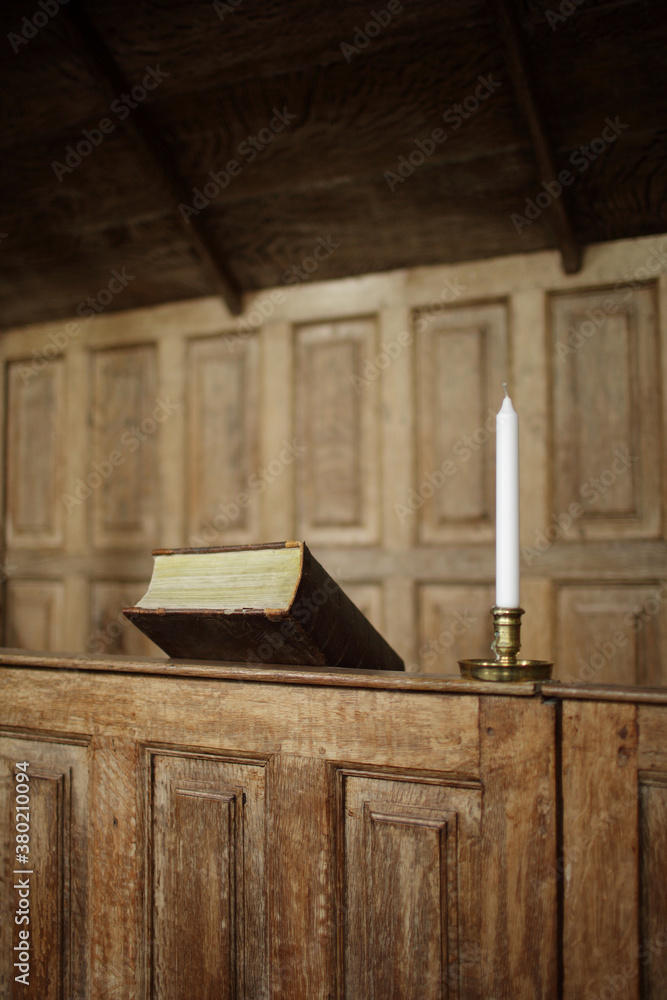 Bible in an old church Stock Photo | Adobe Stock