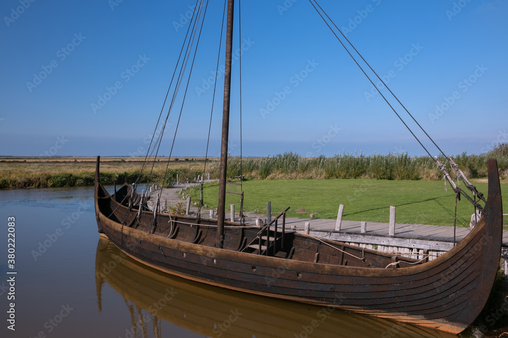 Knarr, type of norse merchant ship built for long sea voyages Stock ...