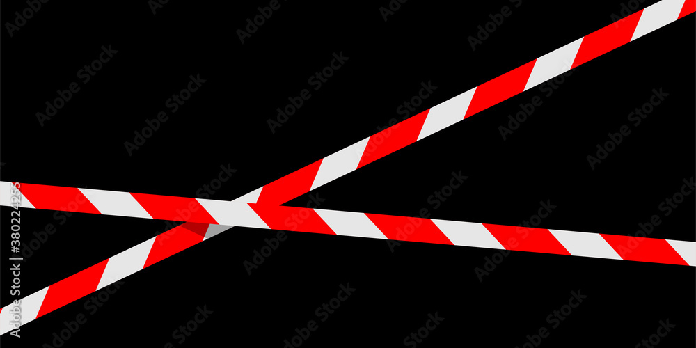 red white caution tape line isolated on black for banner background ...