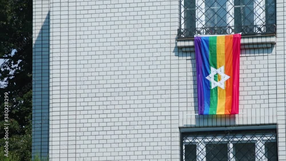 Windows with the LGBT rainbow flag is a symbol of lesbian, gay ...