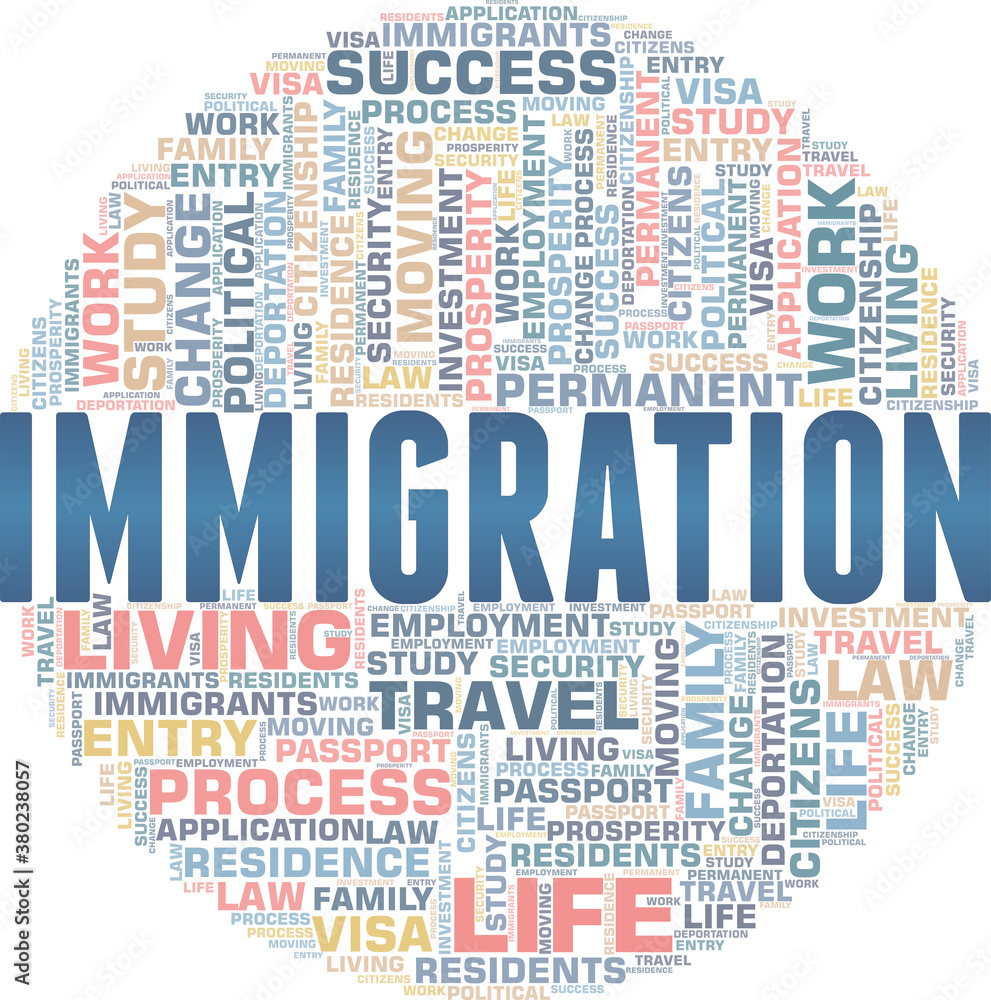 Immigration vector illustration word cloud isolated on a white ...