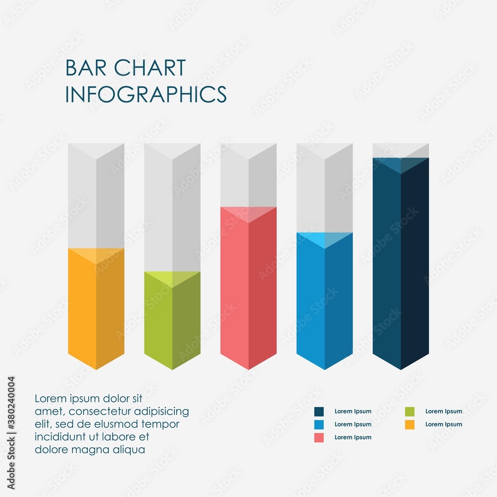 Triangle Bar Chart Infographics Elements 3D Vector Flat Design, Sign ...